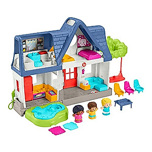 Fisher-Price Little People Toddler Play House with Lights Music & Smart Stages Learning Content, 2 Figures 6 Play Pieces, UK English Version, HCJ66