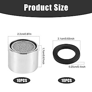 10pcs Faucet Aerators with 10pcs Gaskets, 55/64in Brass Shell Sink Aerator Replacement Female Thread Faucet Filter Parts for Bathroom Kitchen