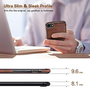 LOHASIC iPhone SE 3 Case (2022), iPhone SE Case, iPhone 7/iPhone 8 Case, Slim Leather Luxury Soft Flexible Bumper Non-Slip Grip Shockproof Protective Cover Cases for iPhone 7/8/SE2 SE 3 - Brown