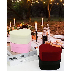 GnFlus Red Wine Gift Boxes with Lids for Presents 4 Pack Heart Shaped Velvet Nesting Gifts Box for Arrangements Flowers Wedding Christmas Birthdays Valentines Bridesmaid Anniversary Party