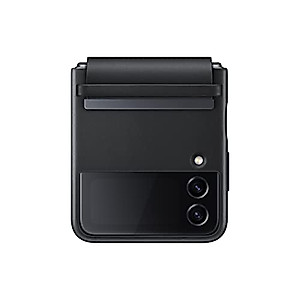SAMSUNG Galaxy Z Flip4 Flap Leather Cover, Protective, Premium, Luxury Phone Case with Slim Style Design, US Version, Black