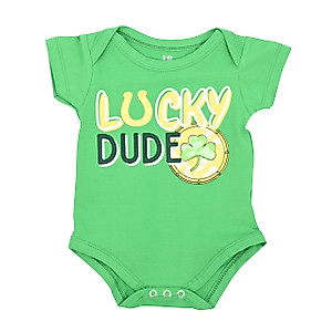 Unique Baby Boys St Patricks Day Lucky Dude Matching Layette Set (6M, Green)