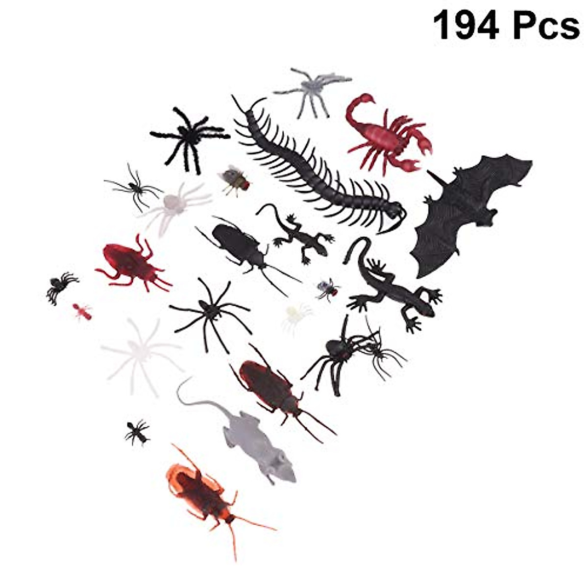 Gadpiparty 582 pcs Set Witch Women Roaches Style Ears Novelty Plastic for Knife Fools Decorations April Bugs Joke Bats Per Spider Mixed Favors Small Scorpions Ghost Skull Party