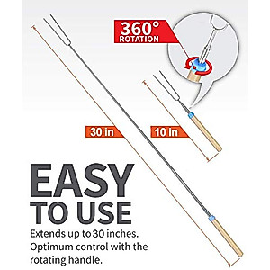 Y-me Marshmallow Roasting Sticks For Campfire, 32Inch Smore Sticks For Fire Pit Kit, Hot Dog Camping Extendable Forks (6Pack)