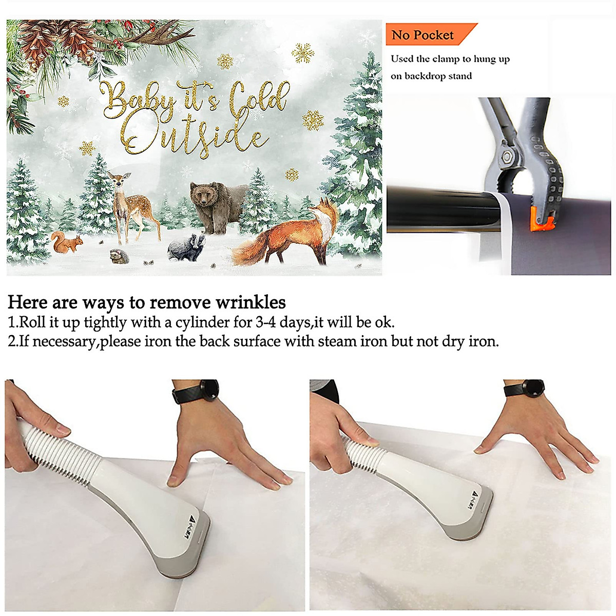 Avezano Baby It's Cold Outside Baby Shower Backdrop Gender Neutral Forest Woodland Winter Baby Shower Background Baby It's Cold Outside Party Decoration Photoshoot (7x5ft)