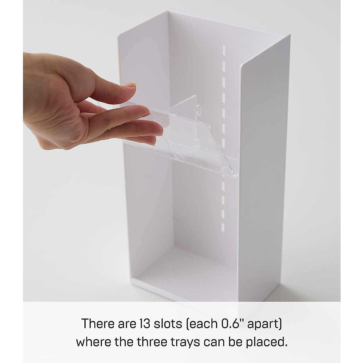 YAMAZAKI Home Tower Jewelry & Makeup Organizer, Standup Cosmetic Storage Box, Display Case - Angled - Abs Plastic