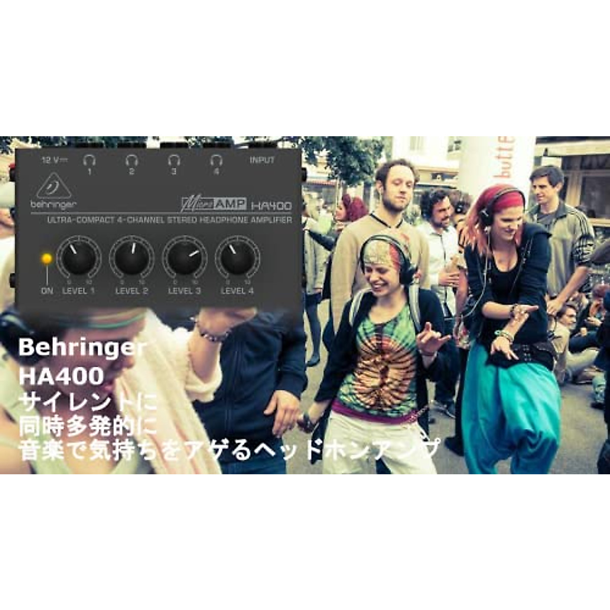 Behringer MICROAMP HA400 Ultra-Compact 4 Channel Stereo Headphone Amplifier,Silver