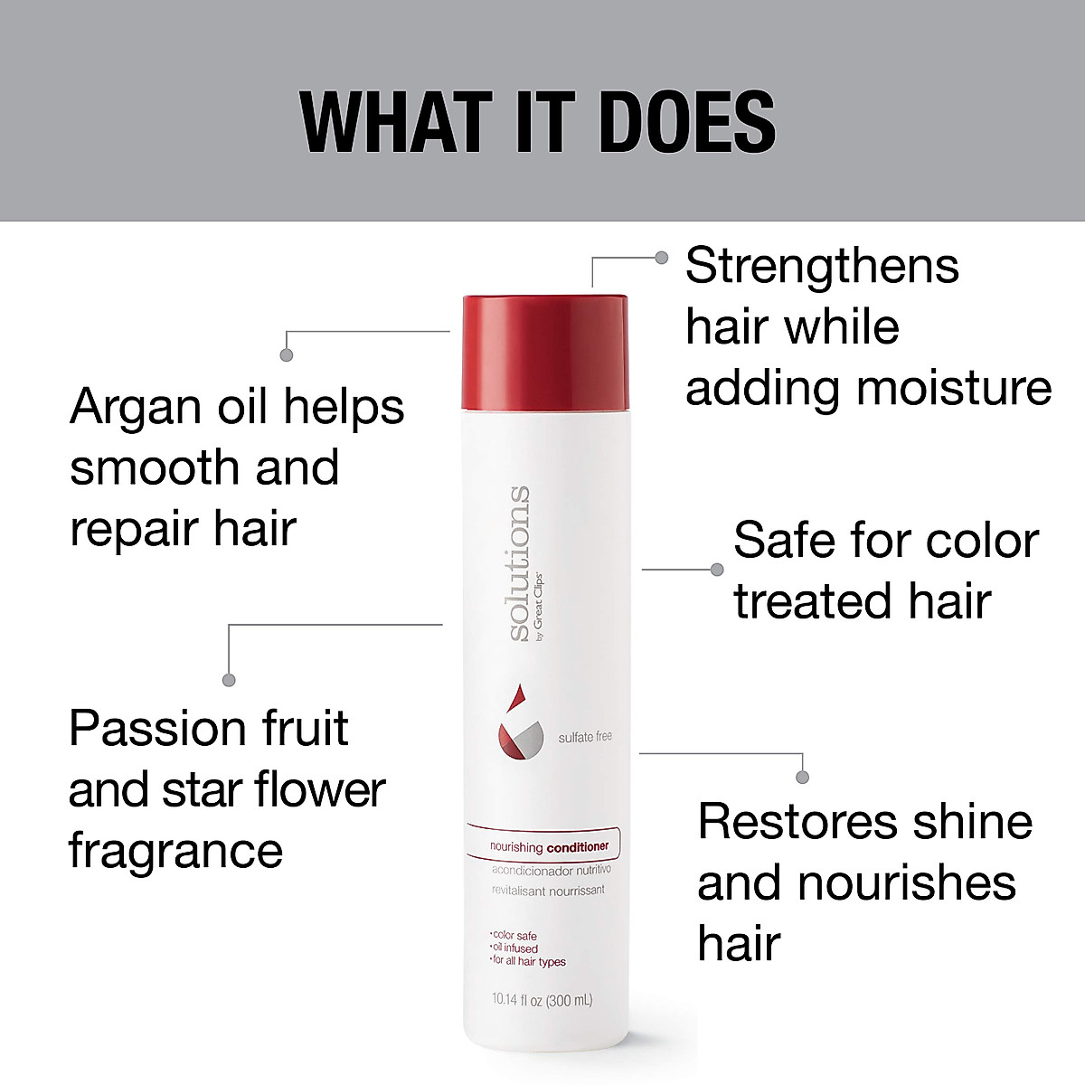 GREAT CLIPS Solutions Nourishing Conditioner 10 fl oz | Argan Oil | Sulfate and Paraben Free | Hydrates and Repairs Hair | Safe for Colored-Treated Hair