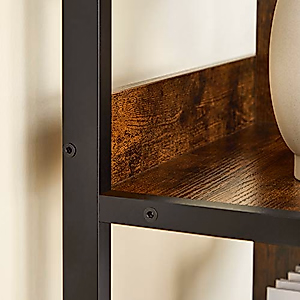 VASAGLE Industrial 8-Compartment Bookshelf, 4-Tier Bookcase with 8 Open Slots, Display Storage Rack, for Office, Living Room, Bedroom, 31.5 x 13 x 58.7 Inches, Rustic Brown and Black ULLS105B01