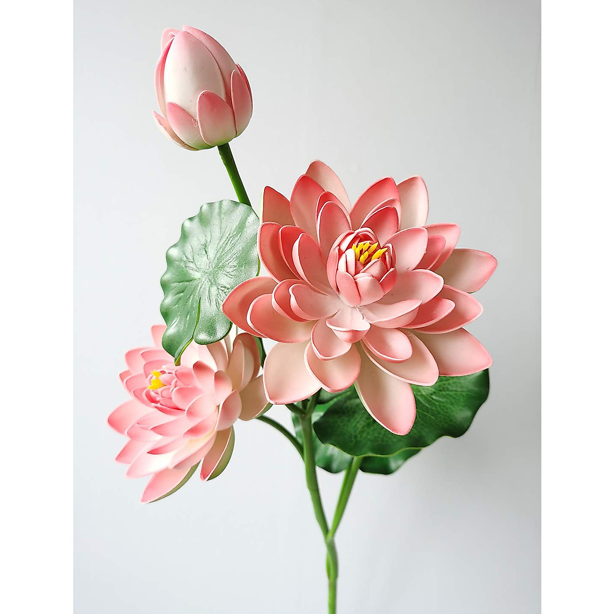 Suandsu 1pcs Artificial Lotus Fake Flowers Water Lily Long Stem Home Garden Pond Aquarium Wedding Decor 41'' High Pink