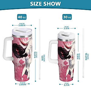 ARGTILDN 30 oz Tumbler Cow Flowers Abstract Insulated Travel Mug with Handle and Straw Lid Stainless Steel Vacuum Coffee Cup Tea Beverage Container Water Bottles for Car Sports office