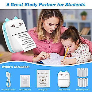 Mini Label Maker Machine with Tape, Pocket Mini Printer, Mini Thermal Printer,Portable Bluetooth Label Printer for Storage, Shipping, Barcode, Mailing, Office, Home, Organizing, Sticker Maker (Blue)