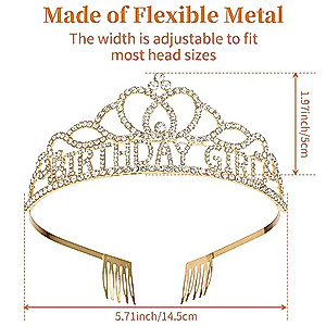 WLLHYF Birthday Crowns for Women, Tiara for Girls Rhinestone Crystal Decor Headband Glitter Crystal Hair Accessories for Party