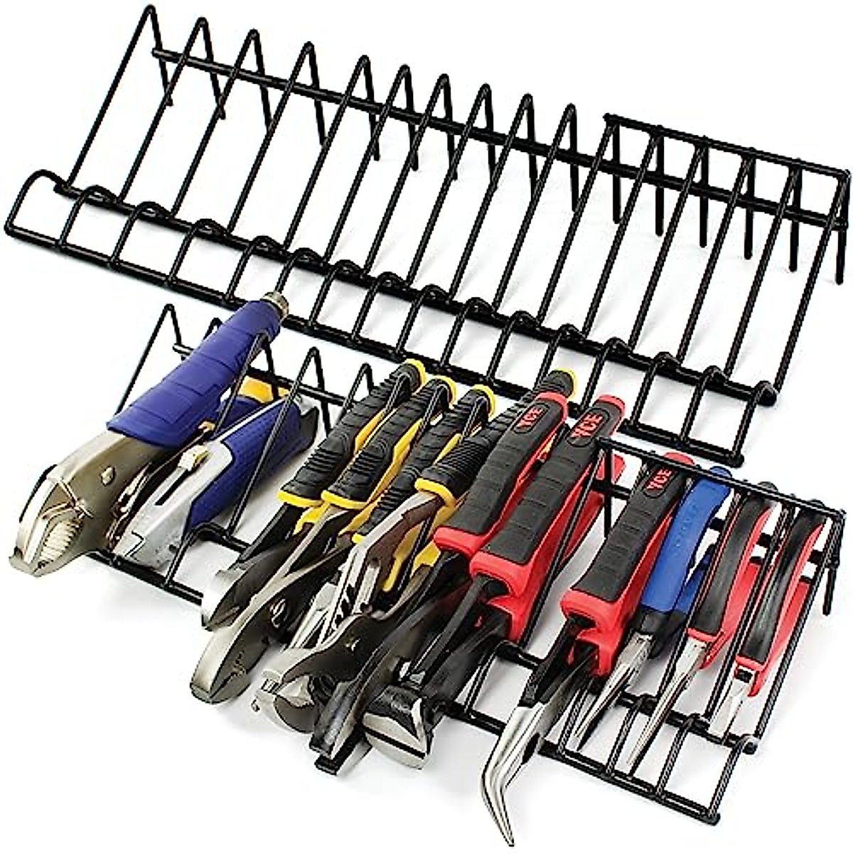 Plier Organizer Rack (2 Pack) Holds A Total of 30 Spring Loaded, Regular and Wide Handle Insulated Pliers, Two Tool Box Organizers, Pliers Storage That Fits Nicely in Your Tool Drawer or Tool Chest