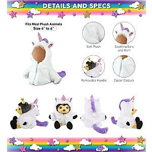 DolliBu Unicorn Dress Up Set for Teddy Bear Plush Toy – White Unicorn Plush Costume for Stuffed Animals, Cute Stuffed Plush Unicorn Jacket Teddy Bear Costume, Stuffed Animal Clothes – Small