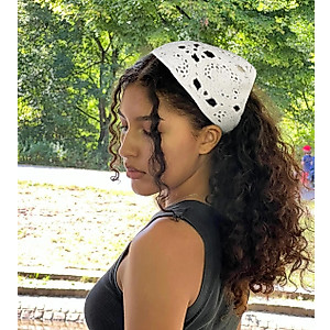 Crochet Bandana Headbands Head Kerchief for Women Crochet Knitted Headwrap Handmade Vintage Hair Bandanas 2 Pcs