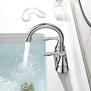 HOMELODY Centerset Bathroom Faucet 4 Inch, 2 Handles Bathroom Sink Faucet,360° Swivel Spout Lavatory Faucet with Pop Up Drain,Chrome