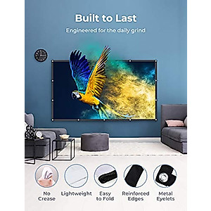 100 inch Projection Screen, 16:9 Foldable Anti-Crease Portable Projector Movies Screens Double Sided Video Projector Screen for Home, Party, Office, Classroom