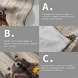 Giwawa Funny Bear Hand Towels Set of 2 Brown Bathtub Decorative Bath Towel Soft Absorbent Towel for Bathroom Kitchen Dish Spa Yoga 14"x28"