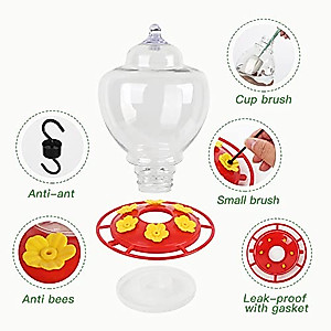 40 Ounces Hummingbird Feeder,Hummingbird Feeders for Outdoors Hanging,Plastic Humming Birds Feeders for Outside with 6 Feeding Perch Red