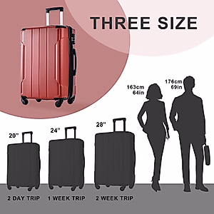 Merax 20 Inch Carry On Luggage with Wheels Aluminum Alloy Corner Hard Shell Suitcase TSA Luggage Suitcases for Travel Woman Men(Red)