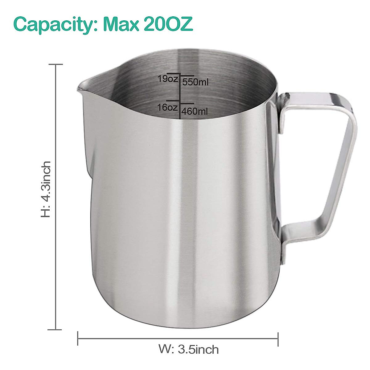 ENLOY Milk Frothing Pitcher, 20oz Steaming Pitcher Stainless Steel Espresso Machine Accessories for Coffee Bar, Milk Coffee Cappuccino Latte Art, Barista Steam Pitchers Milk Jug Cup with Art Pen