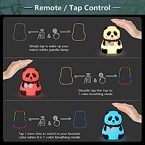 GoLine Panda Gifts for Girls Boys Babies Toddlers, Cute Nursery Decor Silicone Panda Bear Night Light for Bedroom with 7 Color Change LED Lamp.