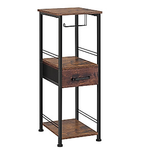 Bathroom Storage Cabinet Freestanding Toilet Paper Storage Cabinet with Sliding Storage Drawer Farmhouse Small Bathroom Shelf for Living Room, Bathroom, Bedroom, Hallway, Rustic Brown