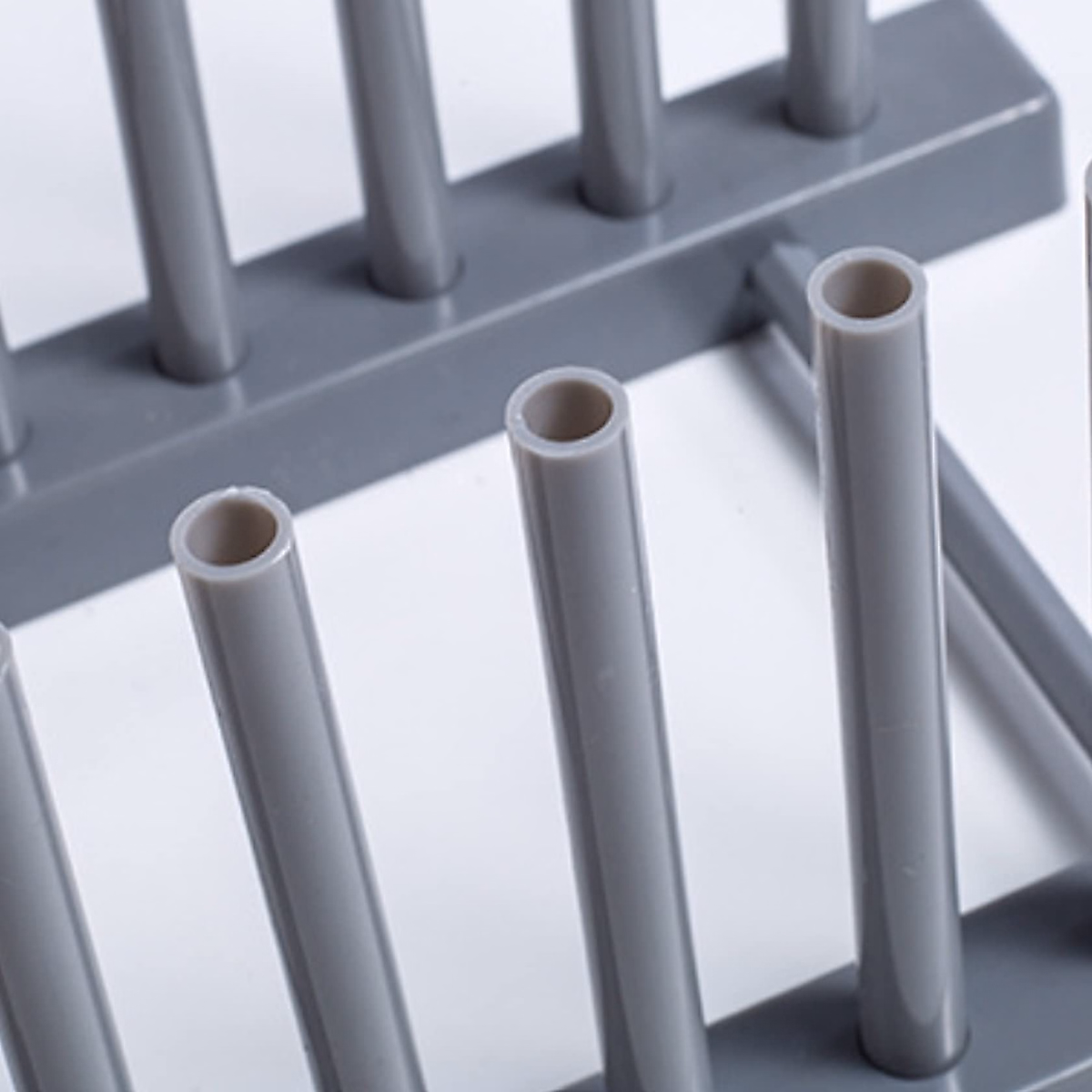 Halyuhn Gray Plate Racks Organizer for Cabinet, 4 Pack Plastic Plate Rack Stand Keep Dry for Dish, Bowl, Cutting Board, Bakeware, Serving Tray and More, Desk Mail Sorter Organizer 6 Slots Removable