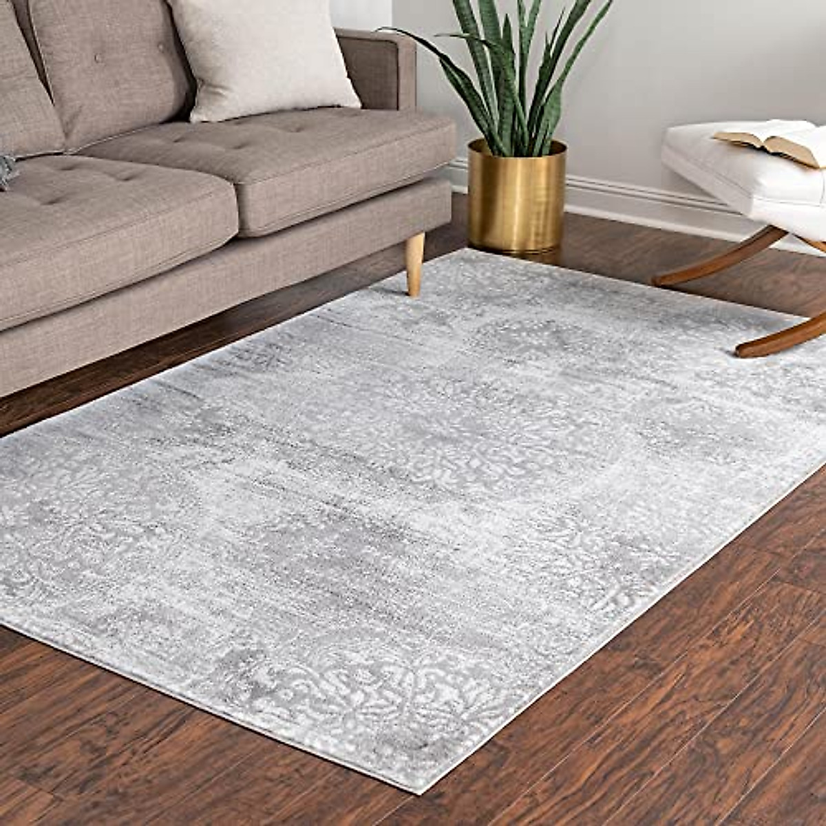 Unique Loom Sofia Collection Area Rug - Grand (8' x 10', Light Gray/ Ivory)