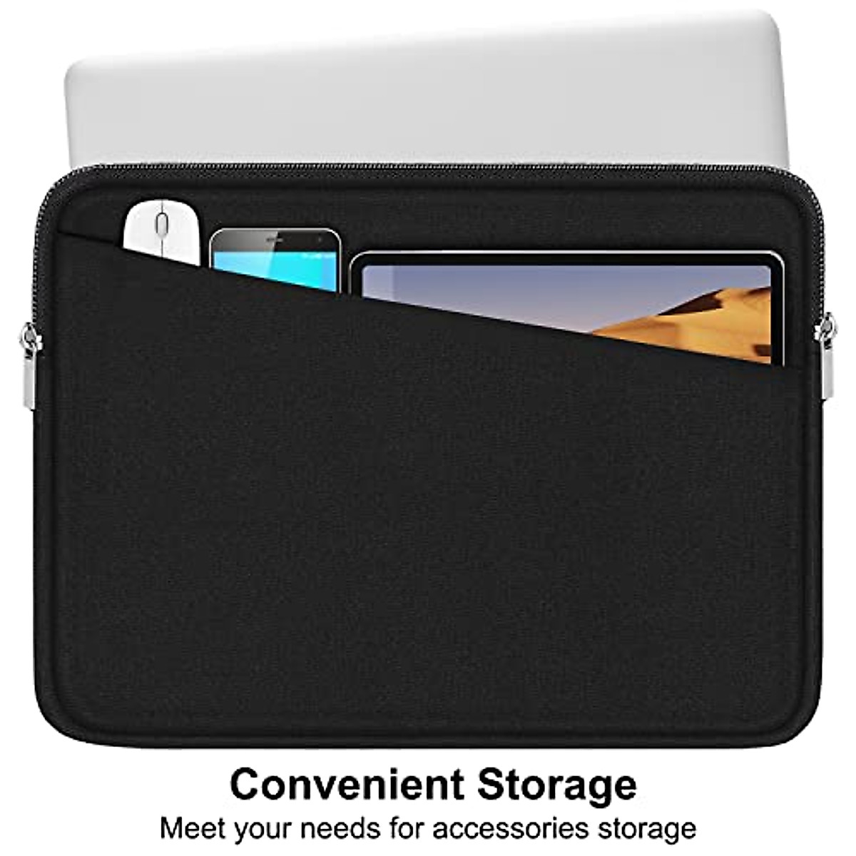 15.6 inch Laptop Sleeve, Durable Computer Carrying Bag Protective Case Briefcase Handbag with Front Pocket, Slim Cover for 15-16 Inch HP, Dell, Lenovo, Asus, Notebook, Black