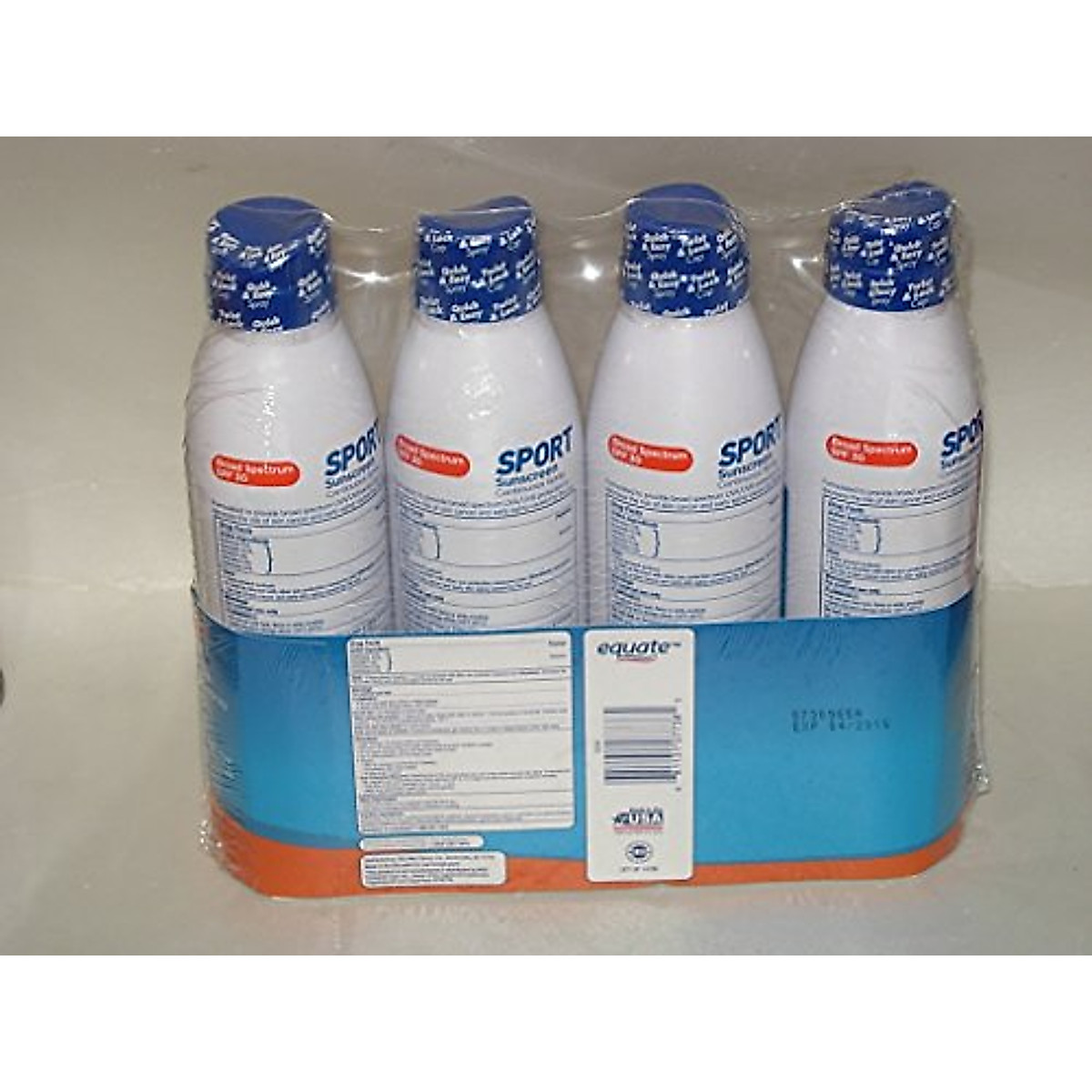 Equate Sport Sunscreen SPF30 Continuous Spray 4 Pack (24oz Total) Compare to Coppertone Sport