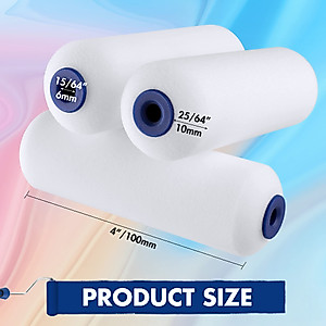 WORKPRO 12-Pack Foam Paint Roller 4 inch, Small Paint Roller Kit, Mini Paint Roller for Painting Walls, Cabinets, Doors, Fences, etc.