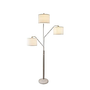 SH Lighting 83.5" Arc Tree Floor Lamp - Featrue 3 Hanging White Drum Fabric Shade with Adjustable Swing Arm and Marable Base - Great for Living Rooms, Bedrooms, or Arching Over Couches - 6949SN