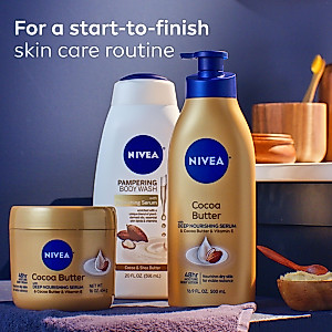 NIVEA Cocoa Butter Body Lotion with Deep Nourishing Serum, Scented Body Lotion, 16.9 Fl Oz Pump Bottle