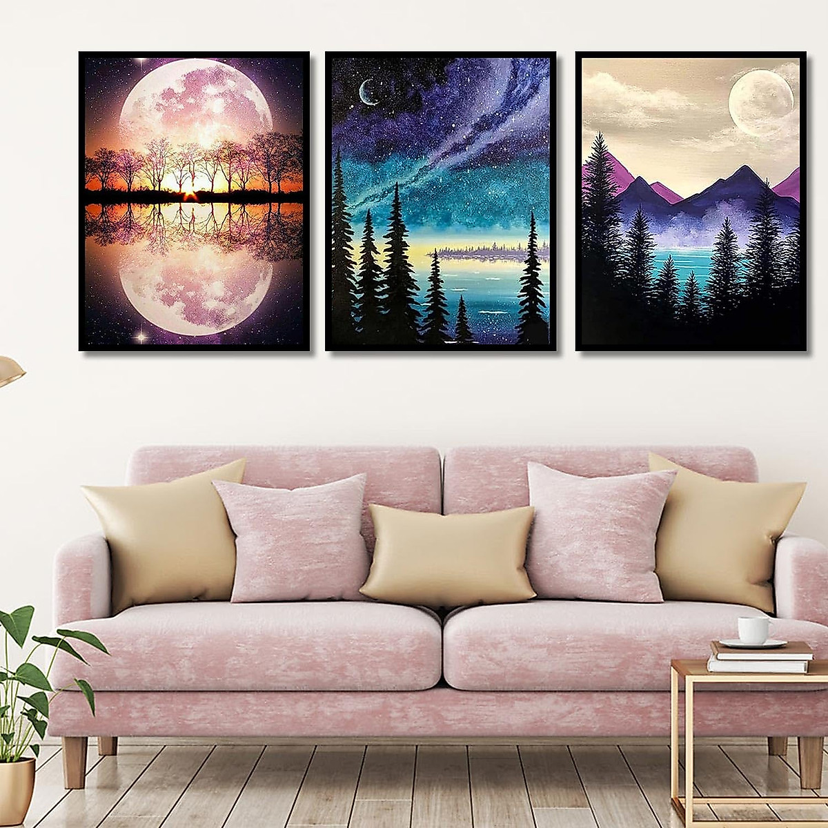 3 Pack Paint by Number for Adults Canvas - Paint by Number for Adults Beginner,DIY Oil Painting Kit with Paintbrushes and Acrylic Pigment, Arts Craft for Home Wall Decor and Gift - Landscape 12x16In