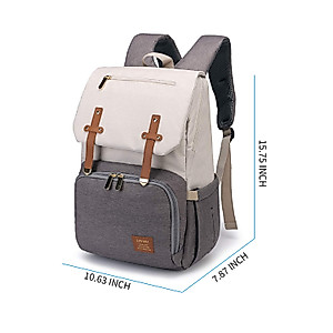 LOVANA Diaper Bag Backpack, Baby Bag, Multi-functional Travel Back Pack, Anti-Water Maternity Nappy Bag Changing Bags with Insulated Pockets Stroller Straps and Built-in USB Charging Port,Beige&Gray