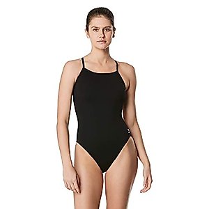Speedo Women's Swimsuit One Piece Endurance+ Cross Back Solid Adult Team Colors, Black, 36