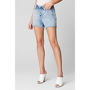 [BLANKNYC] Womens Denim Mom Short with Fold Over Waist Detail, Comfortable & Stylish, Let's Roll, 30
