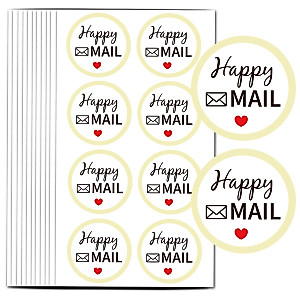 Remarkable Round Happy Mail Stickers, 1.5 Inch Red Heart/Happy Mail Labels-Packaging Envelope Sealing Stickers for Small Business, Online retailers,Small Shops and More.(504 pcs) (1.5 inch)