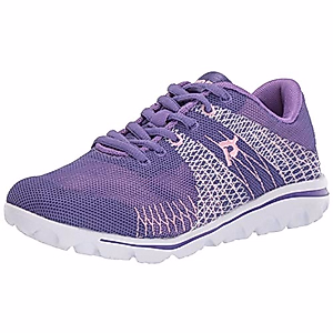 Propet Women's TravelActiv Knit Walking Shoe, Purple/Pink, 6 2E US