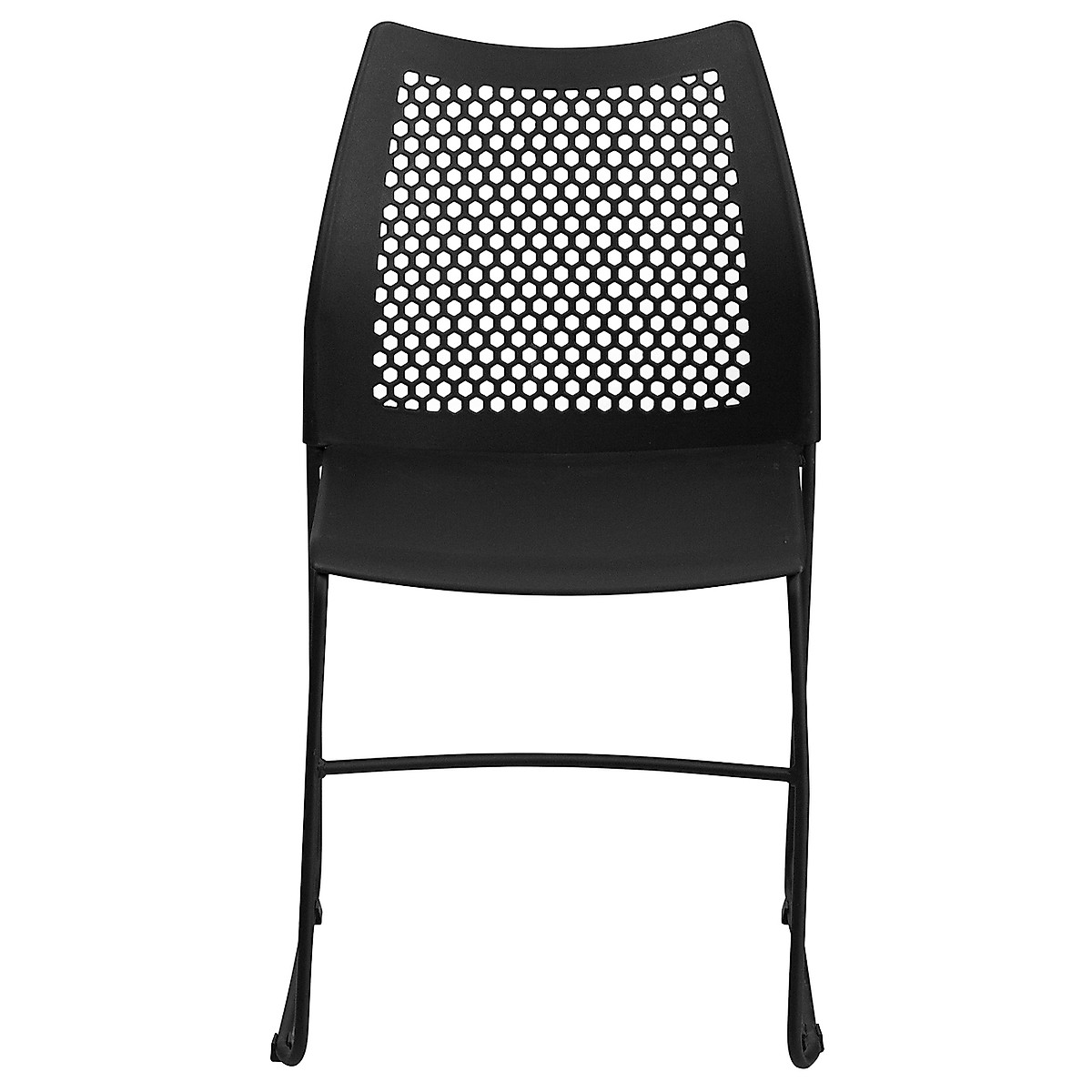 Flash Furniture 5 Pack HERCULES Series 661 lb. Capacity Black Stack Chair with Air-Vent Back and Black Powder Coated Sled Base