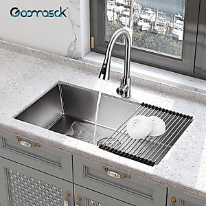 Gaomasck Nano Kitchen Sink,30 Inch Undermount Sink,Single Bowl Kitchen Sink,16 Gauge Stainless Steel Sink,Standard High-end Handmade For Kitchen Sink,2 Item Kitchen Sink Set