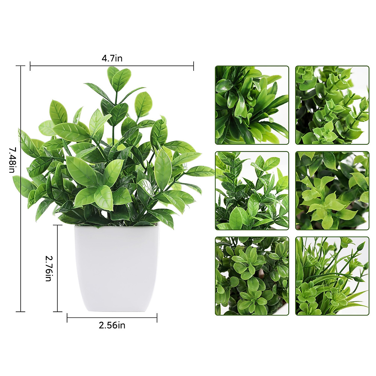 Der Rose 6 Pack Fake Plants Mini Artificial Plants for Home Office Farmhouse Bathroom Shelf Decor Indoor