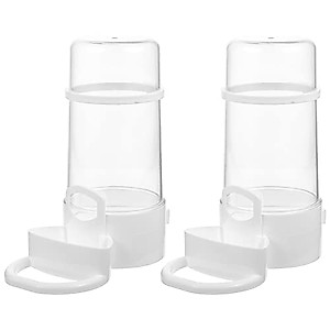 POPETPOP 2Pcs Automatic Bird Feeder, Bird Water Bottle Drinker Bird Cage Water Dispenser Clear Food Dispenser Container Set Hanging in Cage for Parrots Budgie Cockatiel Lovebirds