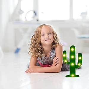 YiaMia LED Night Light LED Cactus Light Table Lamp Light for Kids' Room Bedroom Gift Party Home Decorations Green