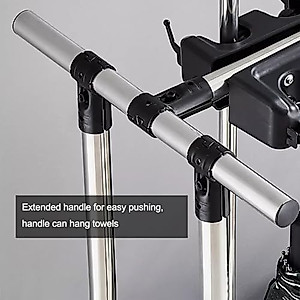 OMESDA Broom Holder Organizer, Cleaning Cart On Wheels, Rack to Hang Brooms and Mops, Movable Closet Storage Cabinet Mop Rack for Garden Garage