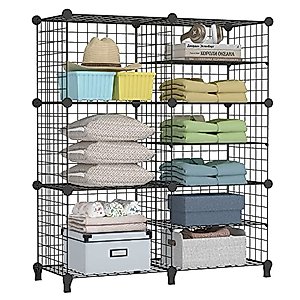 GIMTRR Closet Organizers and Storage, 3 * 6 Cubes Metal Wire Storage Shelf, Modular Cabinet Portable Bookcase for Bedroom, Bathroom, Office, Black