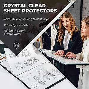 Dunwell Art Portfolio 9x12 Folder - (Black), Portfolio Folder for Artwork, Presentation Book with 9 x 12" Sheet Protectors, 24 Pockets Display 48 Pages, Binder for Kids Art, Drawing Binder