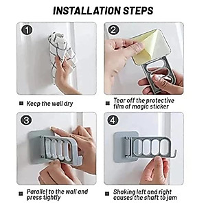 Foldable Hanger No Hole Punching, Small Folding Clothes Hanger Storage Utility Coat Hooks Rack Organizer for Walls, 4 Holes Wall Mounted Clothes Drying Rack Hanger for Hanging Clothes (Beige 6PCS)